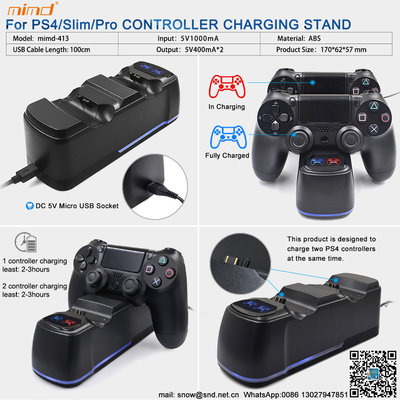 2018 New Dual USB Controller Charger Charging Dock Station with LED Indicator for Ps4 / PS4 Pro / PS4 Slim controllers