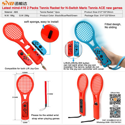 Tennis Racket for Nintendo Switch Joy-cons Grips for Switch Mario Tennis Aces 2-PACKS Red&Blue