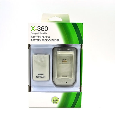 For Xbox 360 Rechargeable Battery Pack with Charging Dock 2 in 1 use Blac and White color