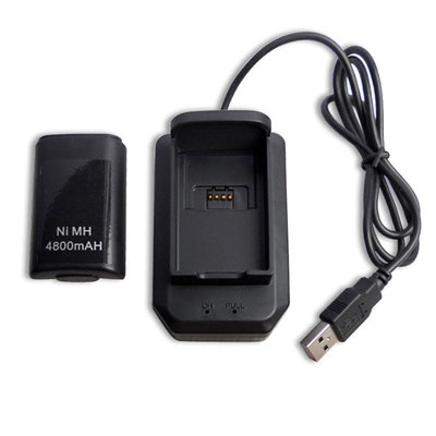 For Xbox 360 Rechargeable Battery Pack with Charging Dock 2 in 1 use Blac and White color