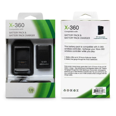 For Xbox 360 Rechargeable Battery Pack with Charging Dock 2 in 1 use Blac and White color