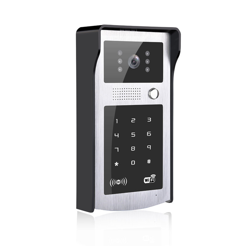 CK-106 @ Popular HD 7'' color screen unlock by password and swipe card with intercom system for 2 apartments wifi door b