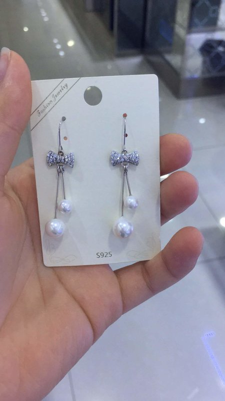 2018 New Style 925 sterling silver white pearl earrings freshwater drop stud jewelry earings pearl  S925