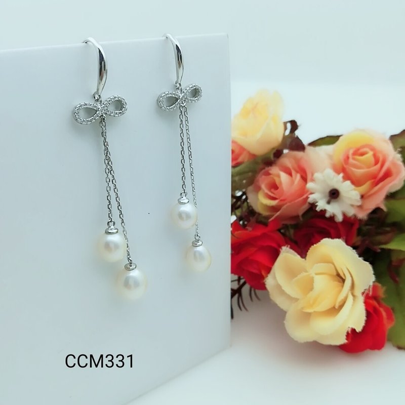 2018 New Style 925 sterling silver white pearl earrings freshwater drop stud jewelry CM331