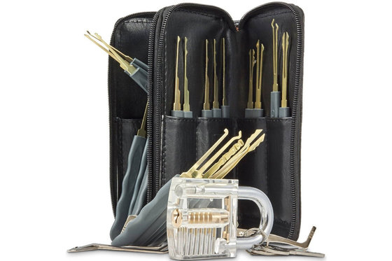 GOSO 24 Piece Premium Titanium Lock Pick Tool Set Transparent Practice Padlock Bundle supplier