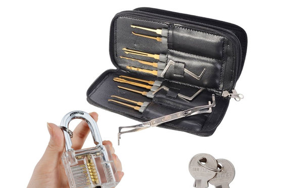 GOSO 24 Piece Premium Titanium Lock Pick Tool Set Transparent Practice Padlock Bundle supplier