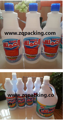 100% factory for sale bleach Packing Line from (Round bottle feeding machine,filling ,capping .labeling ,boxing )