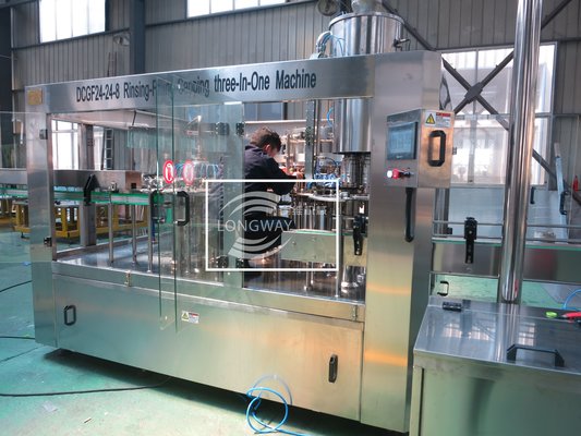 100% FactoryOmron Touch Screen Control PET Bottle Sparkling Drinks Washer Filler Capper Three in one machine for kenya