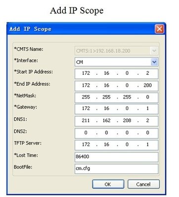 Traditional CMTS Supervisory Control Subsystem  Add IP Scope