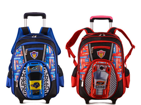 China Large School Roller Backpack 16" Trolley Rolling Bag Black supplier