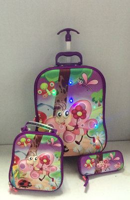 Hot sale   3D/6D    Kids   Trolley 3 pcs with water bottle supplier