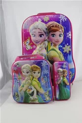 Hot sale   6D    Kids   Trolley  3 pcs / trolley school bags  / children travel bags supplier