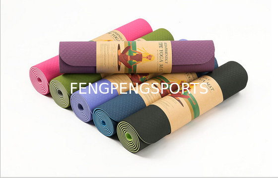 Factory direct sell tpe two-side color yoga mat 6mm green tasteless leisure fitness mat can be customized