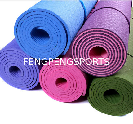 Factory direct sell tpe two-side color yoga mat 6mm green tasteless leisure fitness mat can be customized
