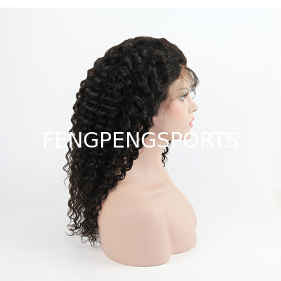 Real Human Hair Wig Deep Wave Front Lace Headgear 8A 18 inch DC Semi-mechanical headgear can be customized
