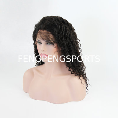 Real Human Hair Wig Deep Wave Front Lace Headgear 8A 18 inch DC Semi-mechanical headgear can be customized