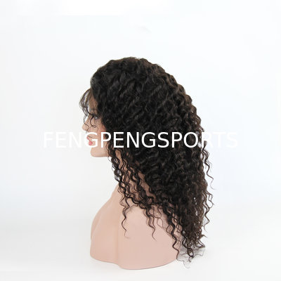 Real Human Hair Wig Deep Wave Front Lace Headgear 8A 18 inch DC Semi-mechanical headgear can be customized