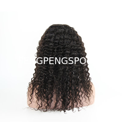 Real Human Hair Wig Deep Wave Front Lace Headgear 8A 18 inch DC Semi-mechanical headgear can be customized