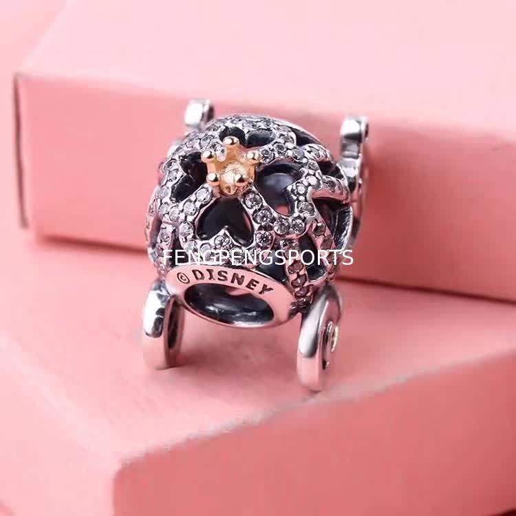 2018 New style 1：1 925 sterling silver bracelet disney pumpkin car beads