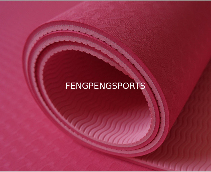 ECO double side TPE Yoga mat with different color,pink/red color yoga mat