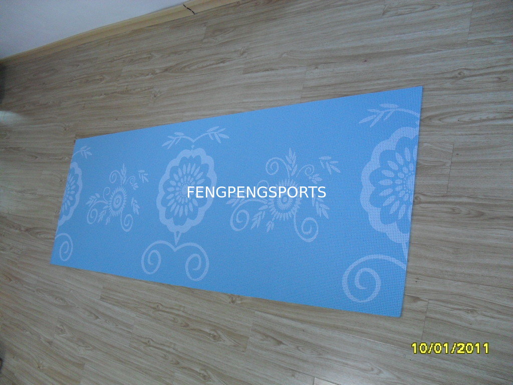 Printing Yoga Mat flower pattern blue yoga mat PVC eco Material washable mat