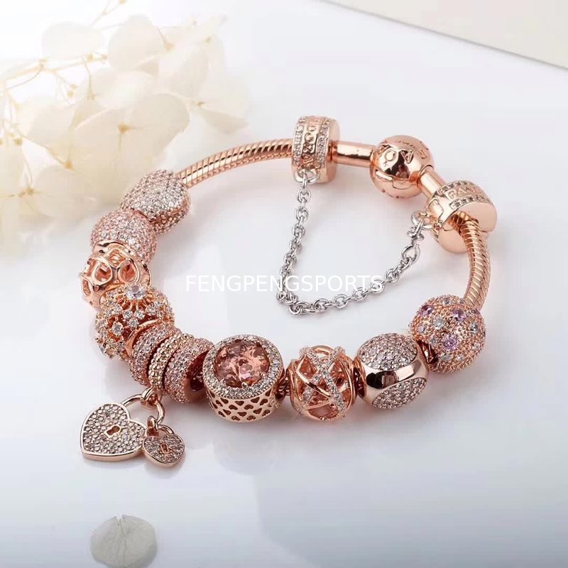 925 silver jewlery 1:1   925 sterling silver bracelet  ROSE GOLD SERIES IN 2018