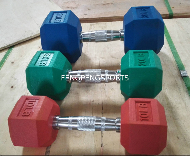 Commercial Dumbbell Gym Dumbbells 5 10 20 30 40 50KG Hexagonal Plastic Fixed Dumbbells