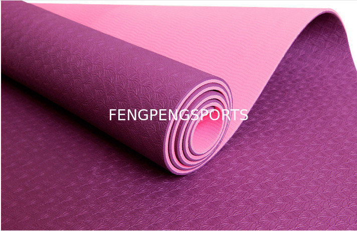 PINK/PURPLE color tpr double side yoga mat  6mm eco friendly TPE yoga mat  anti slip anti tear yoga mat