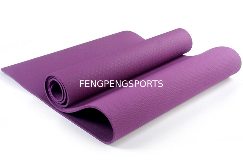 DARK/LIGHT Purple color tpr single side yoga mat  6mm eco friendly TPE yoga mat  anti slip anti tear yoga mat
