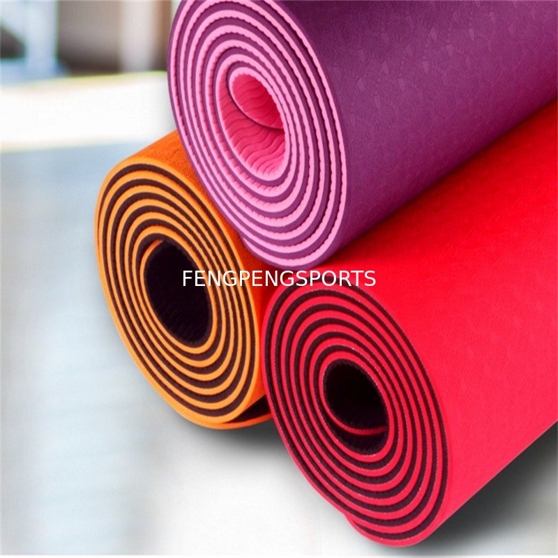 Wholesale 1/4-Inch Double Layer Eco-friendly TPE Yoga Mat with Strap tpe yoga mat