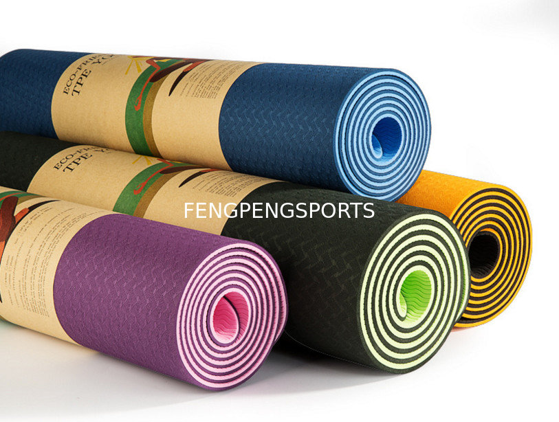 Double layer eco friendly fitness TPE yoga mat wholesale logo custom print yoga mat