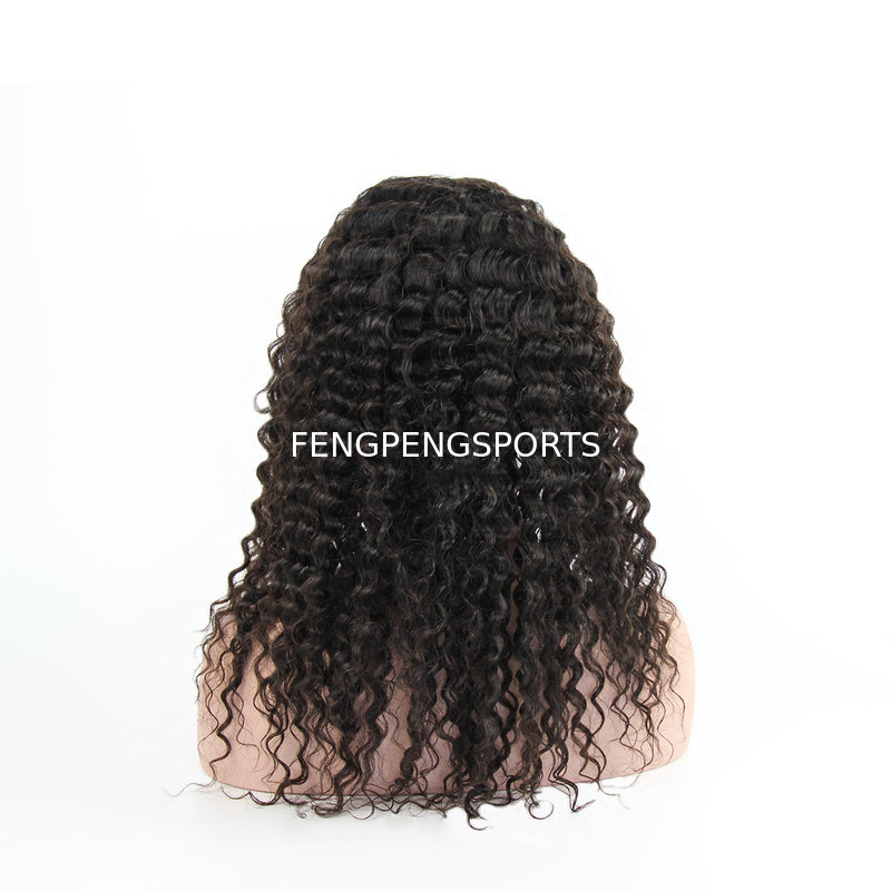 Real Human Hair Wig Deep Wave Front Lace Headgear 8A 18 inch DC Semi-mechanical headgear can be customized