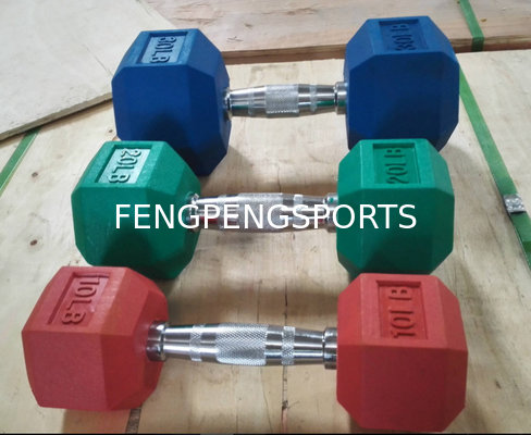 Commercial Dumbbell Gym Dumbbells 5 10 20 30 40 50KG Hexagonal Plastic Fixed Dumbbells