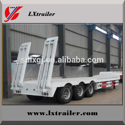 Gooseneck low bed semitrailer truck 3 axles with ramp on sale