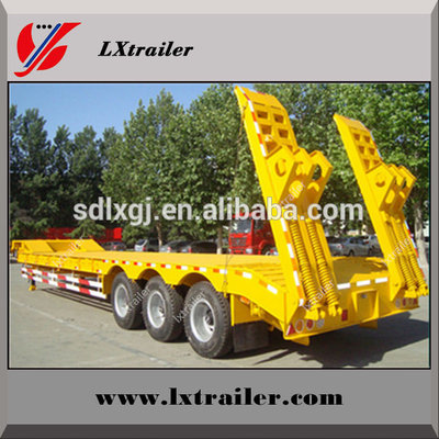 Gooseneck low bed semitrailer truck 3 axles with ramp on sale