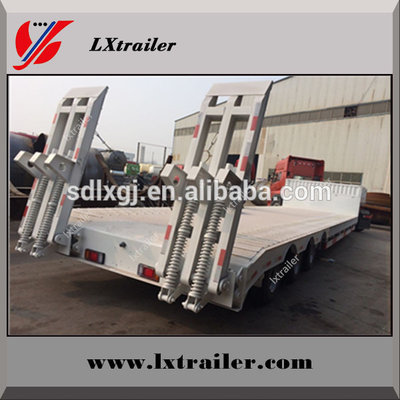 Gooseneck low bed semitrailer truck 3 axles with ramp on sale