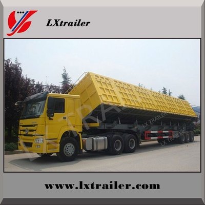 cheap price 2,3, 4 axle tractor hydraulic cylinder side or rear end tipping dump truck semi trailer