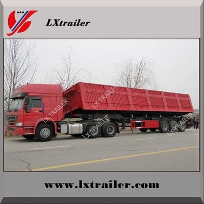cheap price 2,3, 4 axle tractor hydraulic cylinder side or rear end tipping dump truck semi trailer