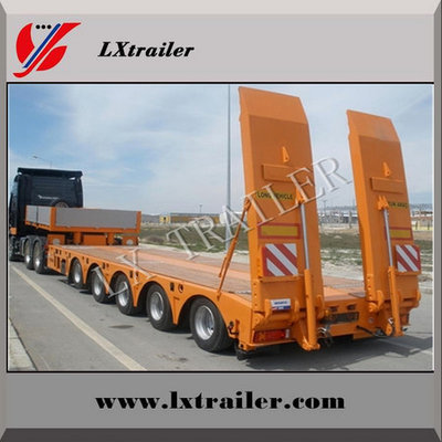 Liangxiang 3 axles flat low loader semi trailer / drop deck trailer