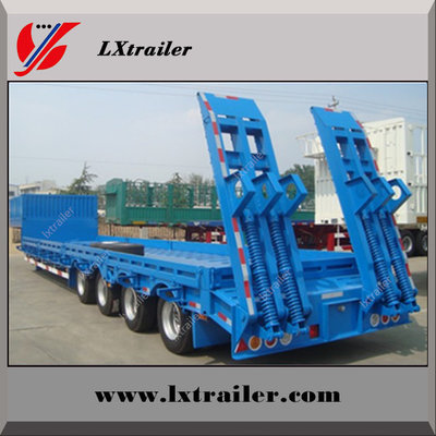 15m steel 3 axle low bed semi trailer with hydraulic ramp