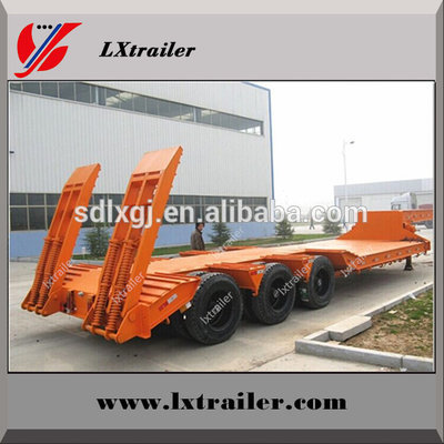 15m steel 3 axle low bed semi trailer with hydraulic ramp