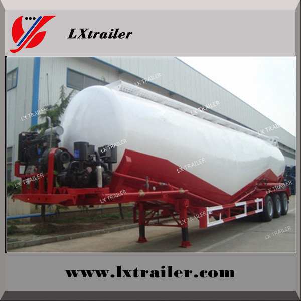 V / W Type Cement Trailer , Truck Powder Bulk Cement Tank Semi Trailer