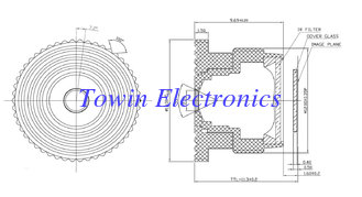1/2.3", 7.4mm, 5 Megapixel F3.0  low distortion less than 1% lens , good for 1/2.5" sensor likeMT9P031,CCL123074MPF