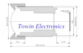 1/2.5" 4.1mm F2.8 ,5Megapixel Low distortion less than 0.4%, S mount ,CCL125041MPR  lens for MT9P001, IMX298, OV16E10