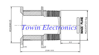 1/2.7" 6mm F2.5 ,2 Megapixel Low distortion less  S mount ,CCL127060MPR lens for MT9P001, IMX298, OV2715