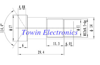 1/1.7" 5 mm  wide angle S mount lens , 12megapixel , HFOV 125 degree, F2.0, good for Aptina MT9P031,CCL117050MP