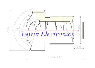 1/2.3" 2.8 mm  wide angle S mount lens , 16 megapixel , HFOV 125 degree, F2.4, good for Aptina MT9P031,CCL123028MPF