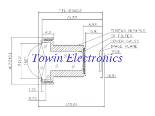 1/2.3" 3.1 mm  wide angle S mount lens , 16 megapixel , HFOV 117 degree, F1.8, good for Aptina MT9P031,CCL123031MPF
