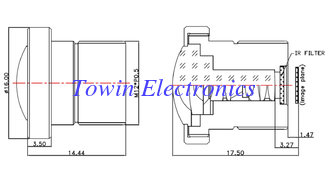 1/2.5" 1.3 mm  wide angle S mount lens  , HFOV 211 degree, F2.4, good for Aptina MT9P031,CCCL125013MPF