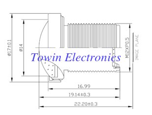 1/2.5" 2.6 mm  wide angle S mount lens  , HFOV 132 degree, F2.4, good for Aptina MT9P031,CCL125026MPF